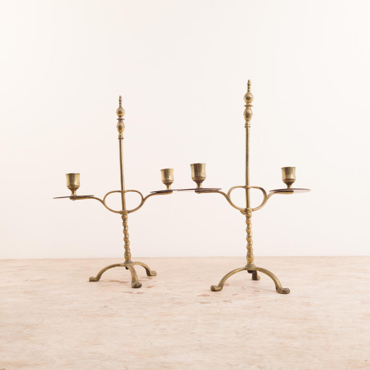 Circa 1750 Brass Candlesticks, A Pair — Antique & Art Exchange