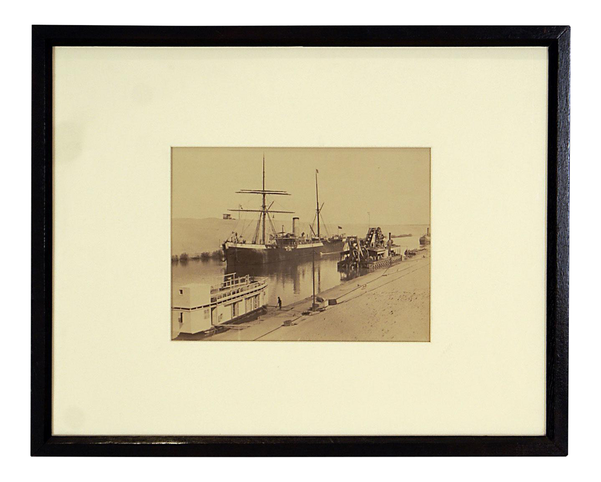 Circa 1880 "Port of Suez" Photograph of a Boat in Harbour — Antique ...